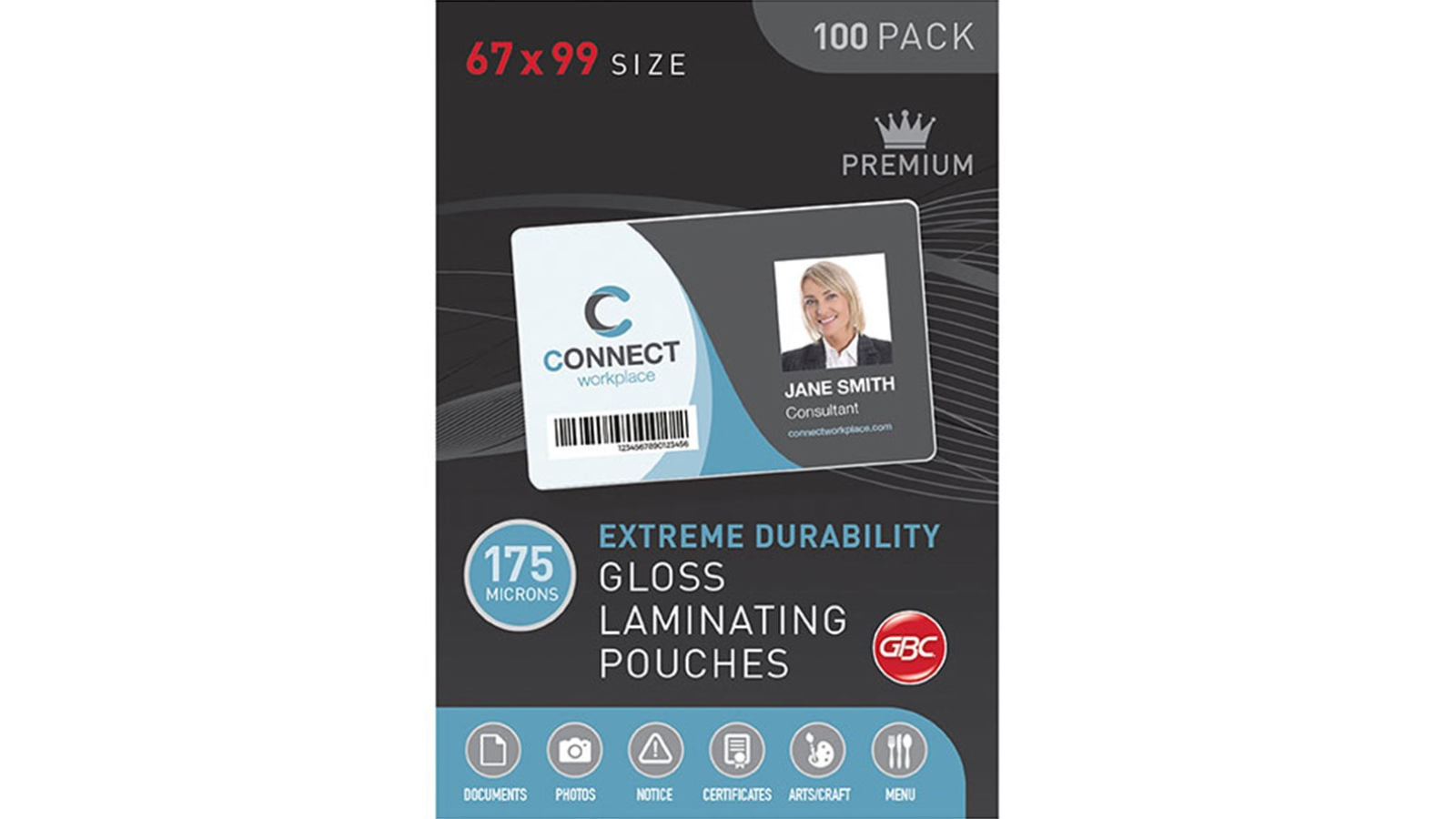 GBC 6.7 x 9.9cm 175 Micron Clear Laminating Pouch - Pack of 100 ...