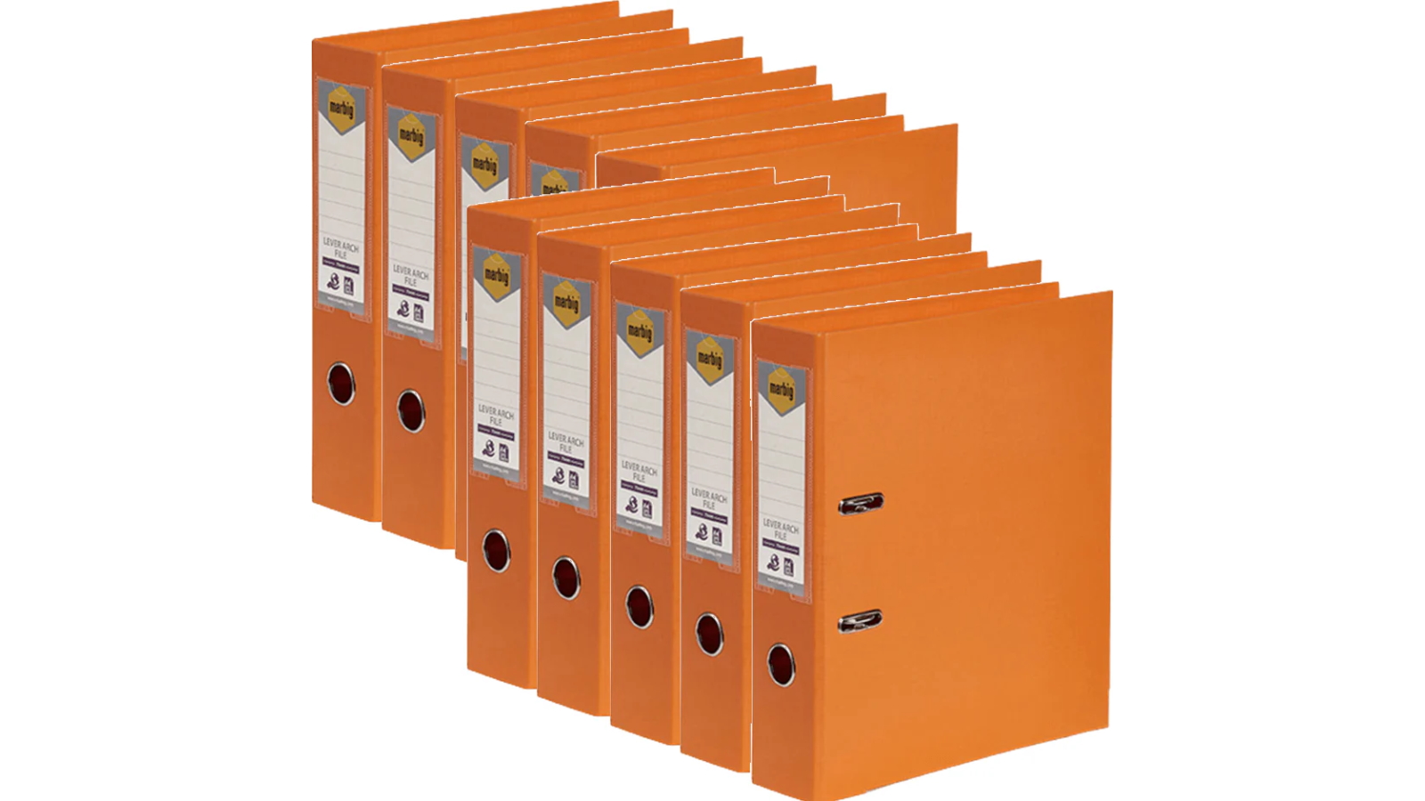 Marbig Pack of 10 A4 PE Linen Lever Arch File Folder - Orange | Harvey ...
