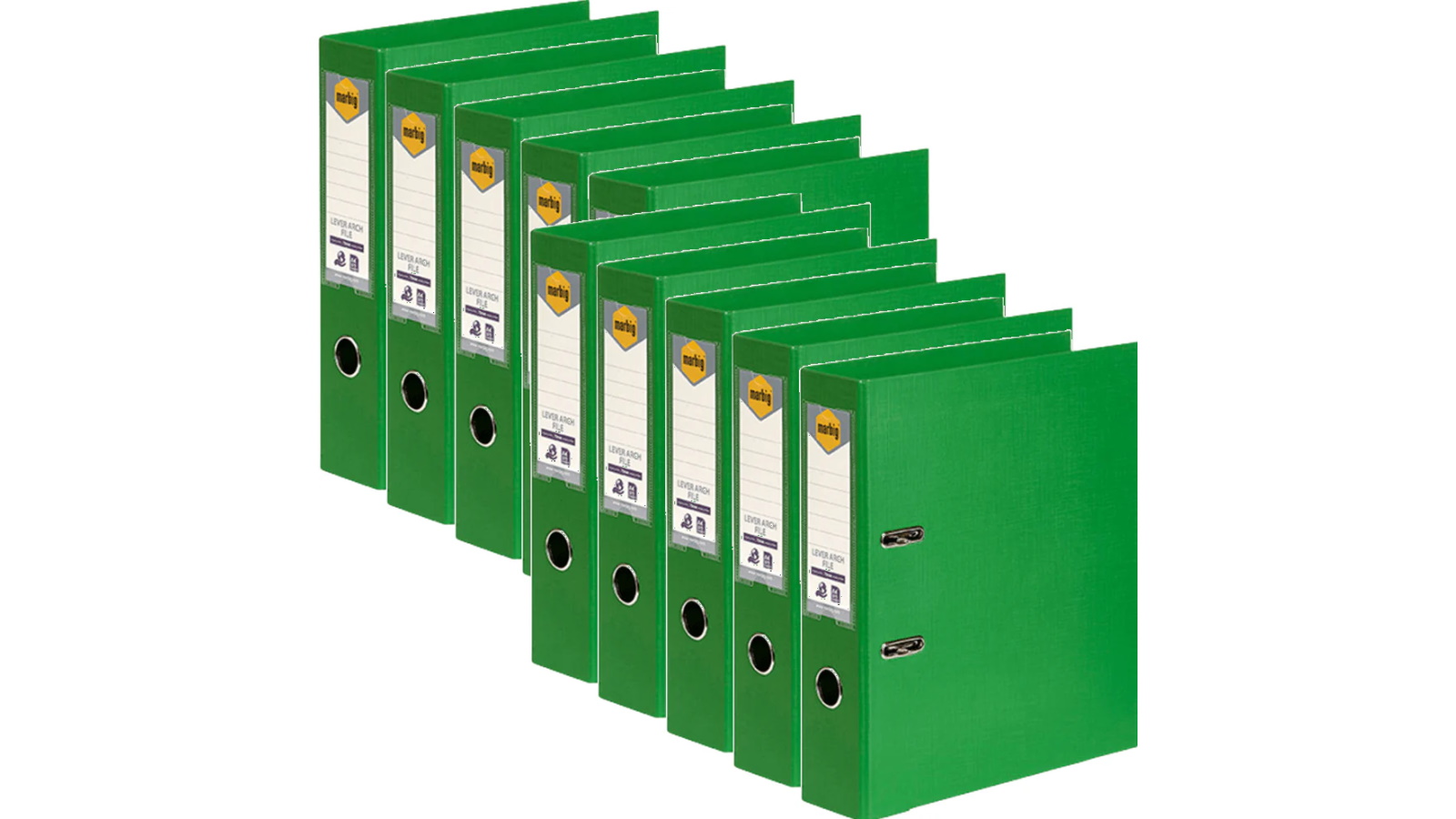 Marbig Pack of 10 A4 PE Linen Lever Arch File Folder - Green | Harvey ...