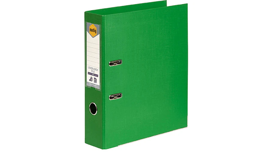 Marbig Pack of 10 A4 PE Linen Lever Arch File Folder - Green | Harvey ...