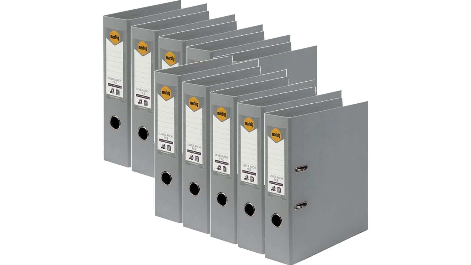 Marbig Pack of 10 A4 PE Linen Lever Arch File Folder - Grey | Harvey Norman