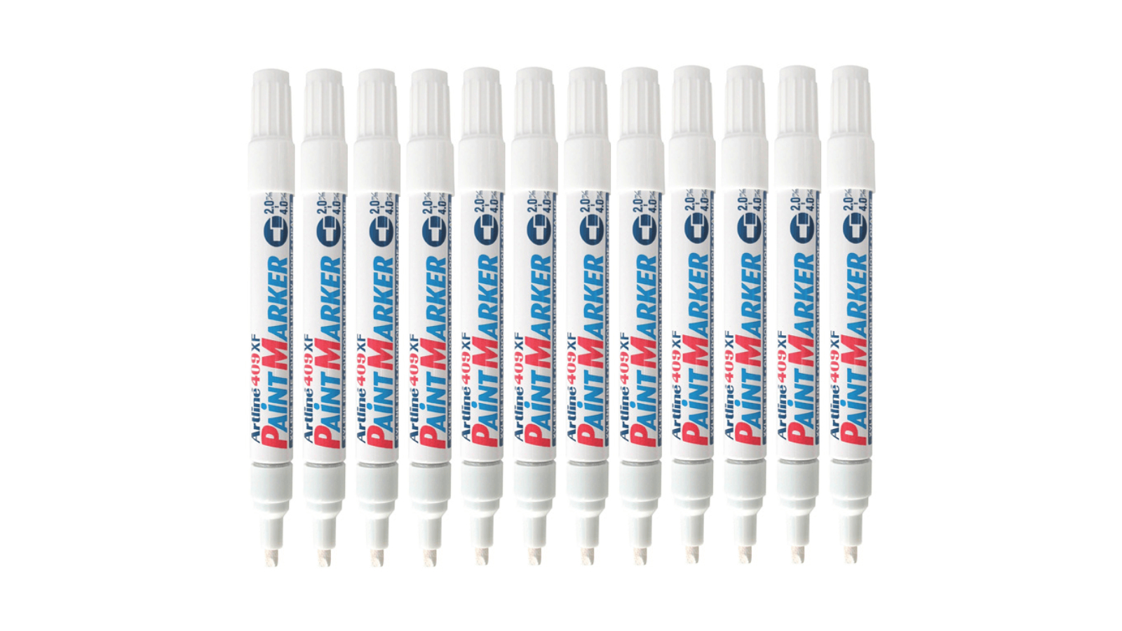 Artline Box of 12 0.4cm 409 Paint Marker Chisel Tip - White | Harvey Norman