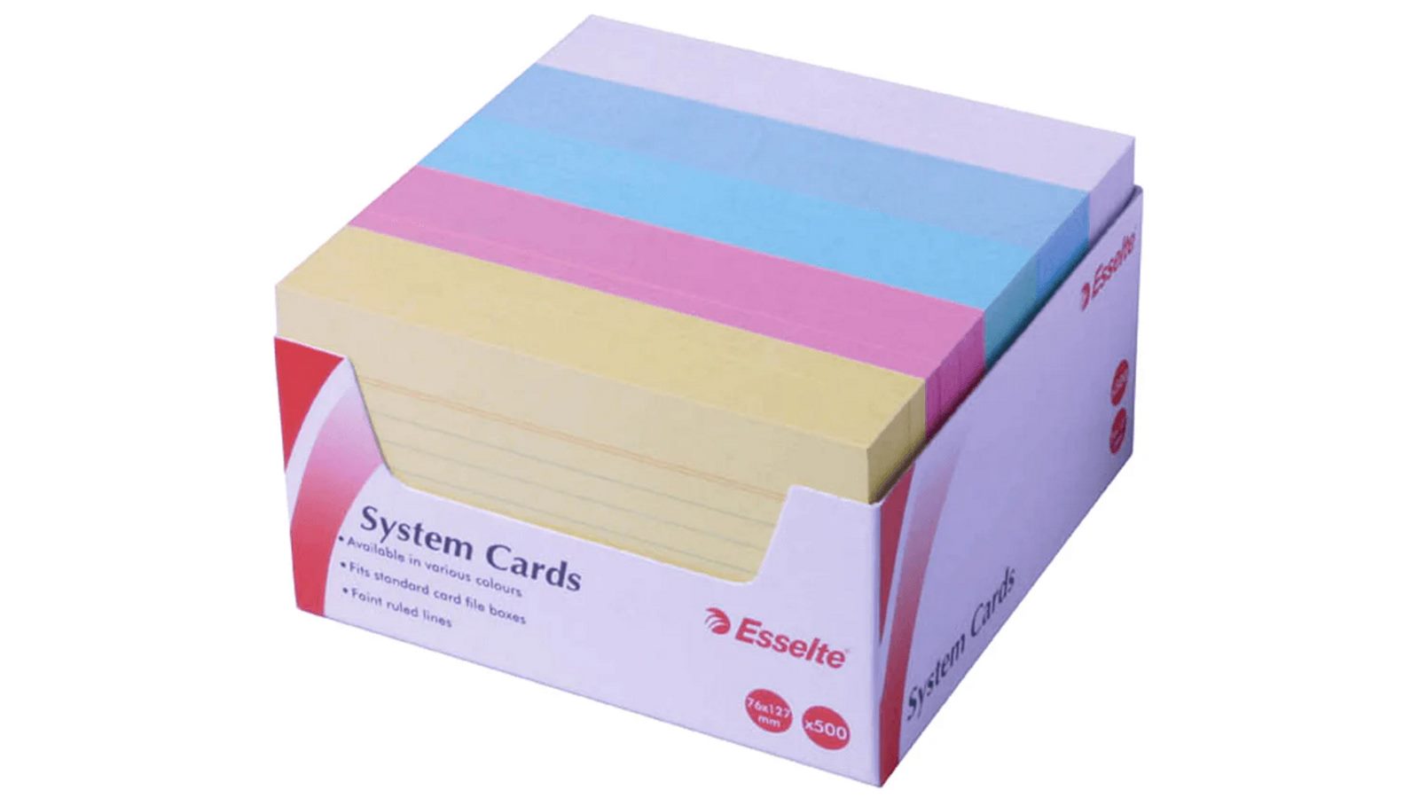 Esselte Ruled System Cards 127x76mm 3"x5" Assorted Colours - Pack of ...
