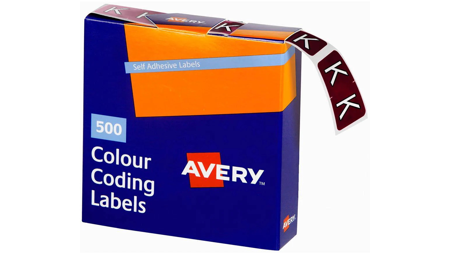 Avery 43211 Pack of 500 2.5 x 3.8cm K Side Tab Colour Coding Label ...