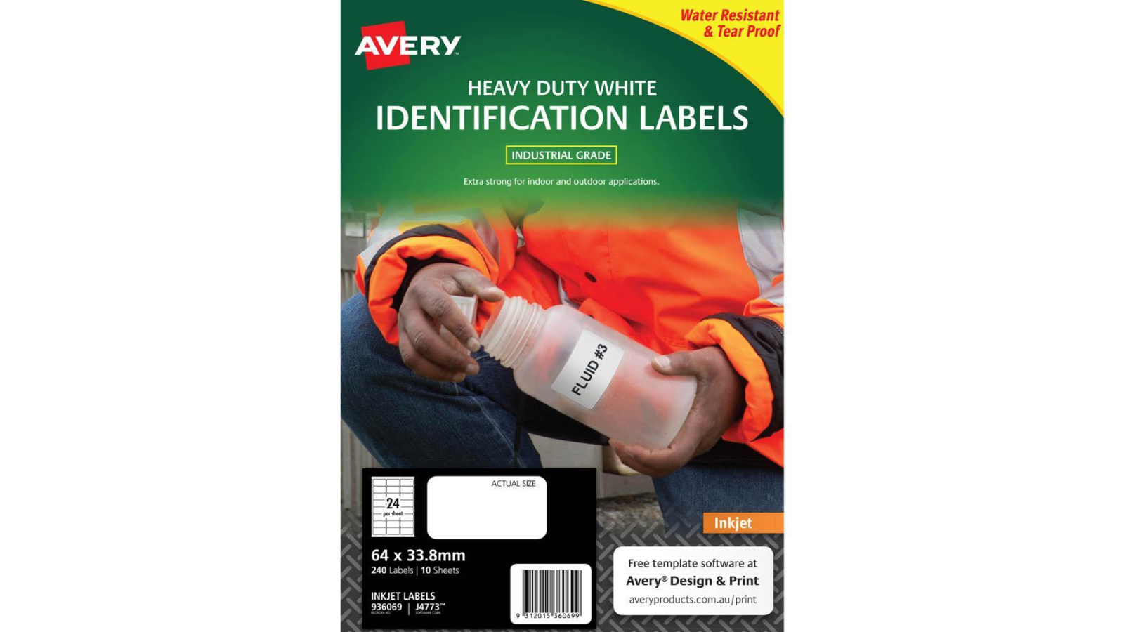 Avery Pack of 10 24Up Inkjet Heavy Duty Label - White | Harvey Norman