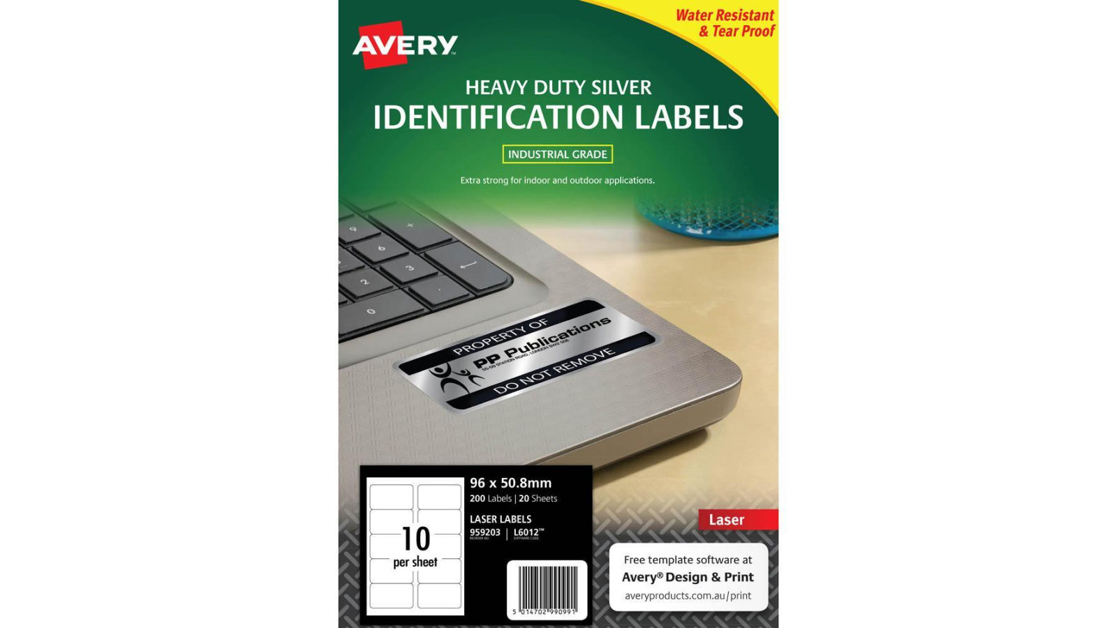 Avery 959203 L6012 Pack of 20 Durable Metallic Heavy Duty Labels ...