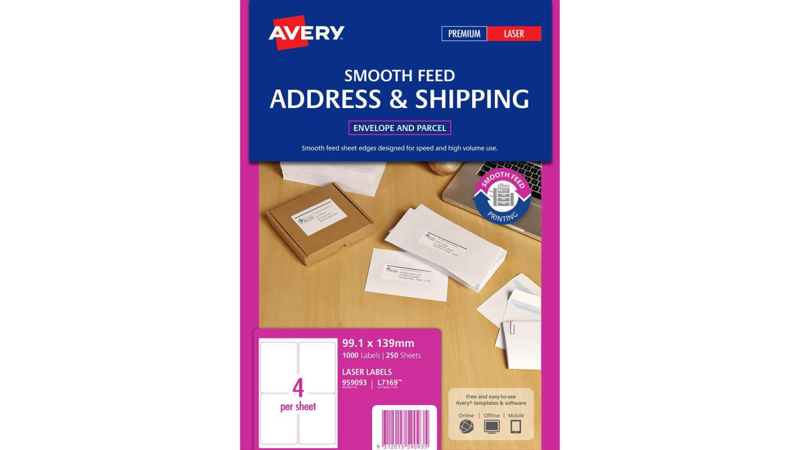 Avery 959093 L7169 Pack of 250 Trueblock Parcel Label | Harvey Norman