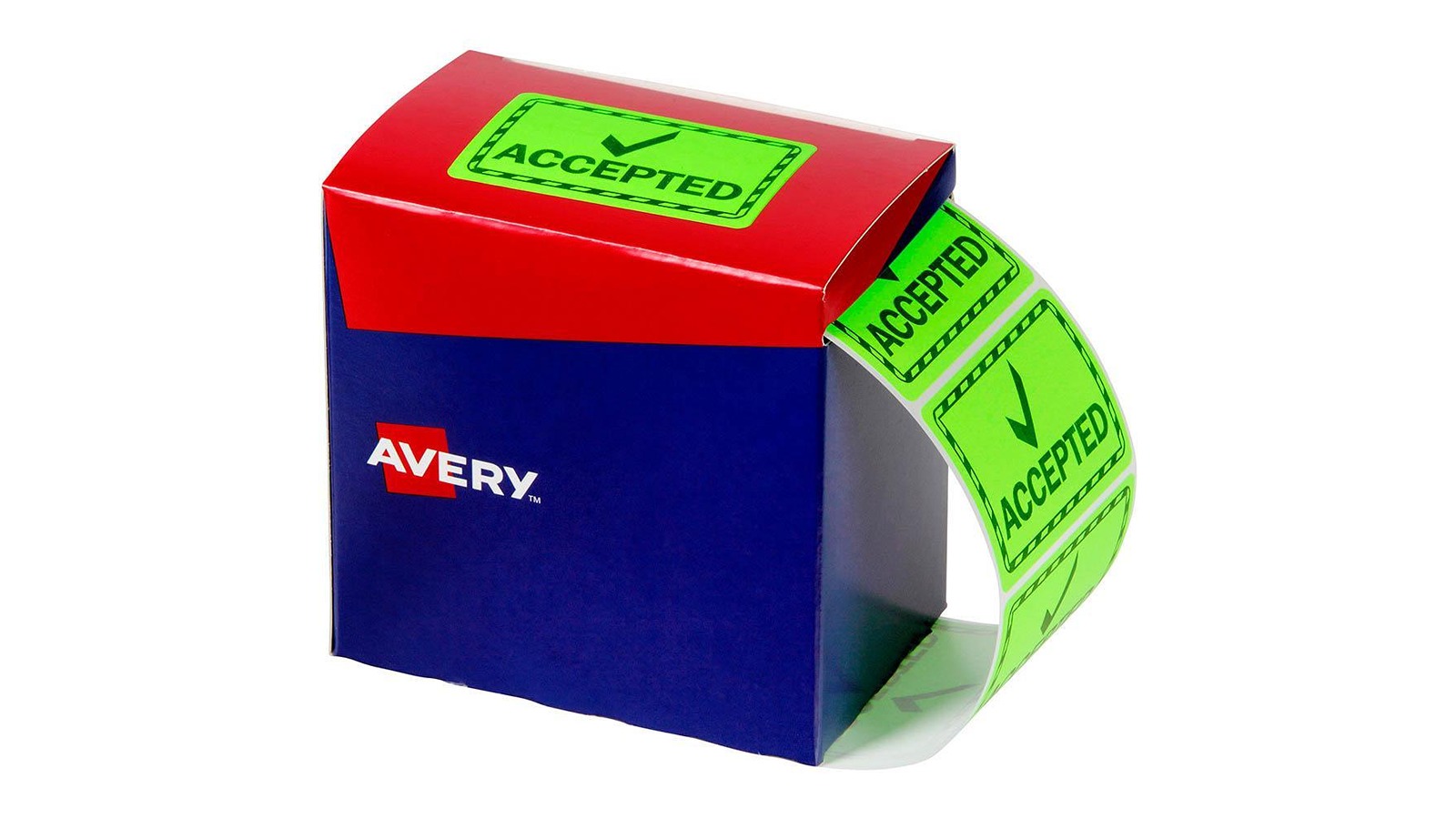 Avery Pack of 1500 Fluoro Green Accepted Message Label | Harvey Norman