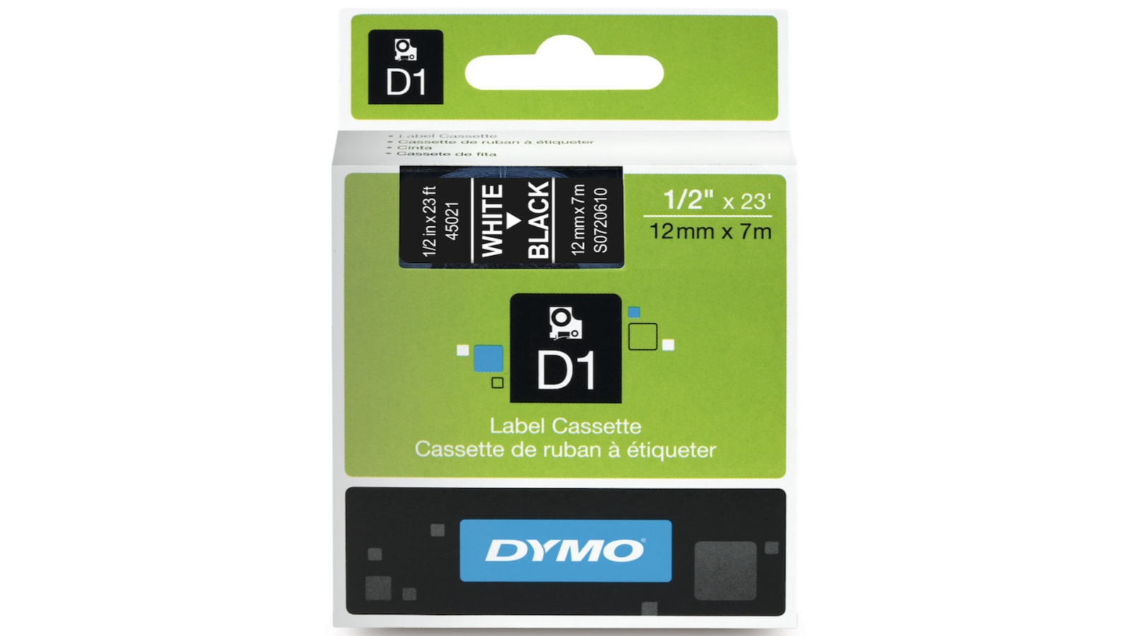 Dymo White/Black D1 Labelling Tape - 1.2 x 700cm | Harvey Norman
