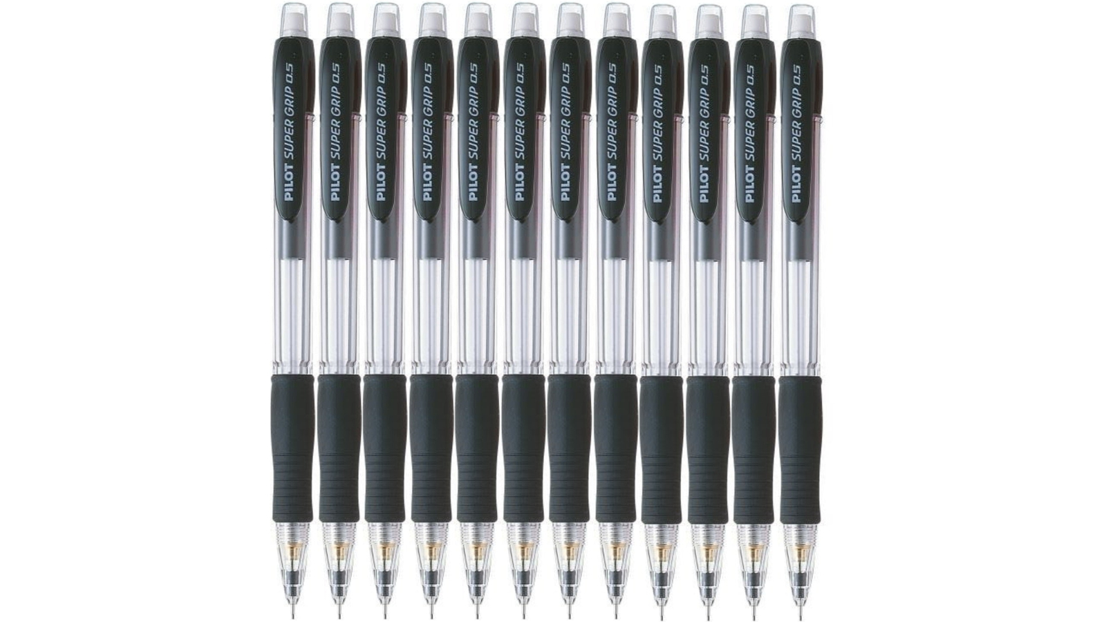 Pilot Set of 12 Black Super Grip Mechanical Pencil Pacer | Harvey Norman
