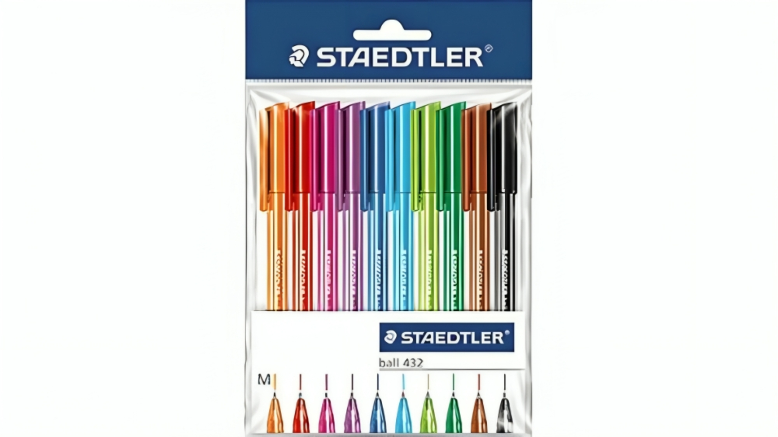 Staedtler Pack 10 Assorted 432 Triangular Ballpoint Stick Pen | Harvey ...