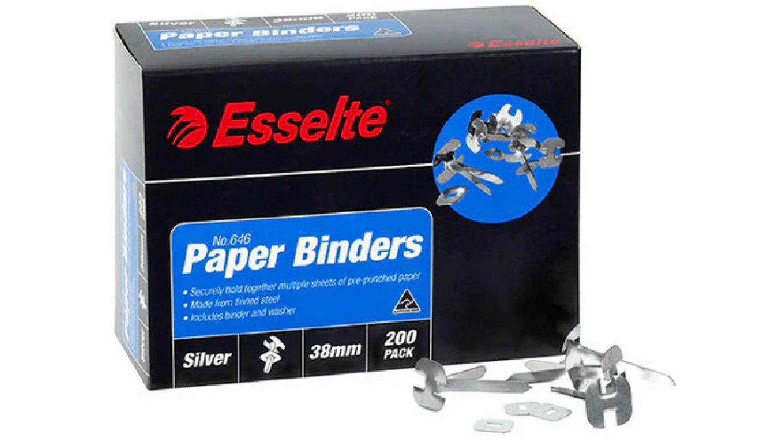 Esselte 38mm Paper Binders - Box of 200 | Harvey Norman