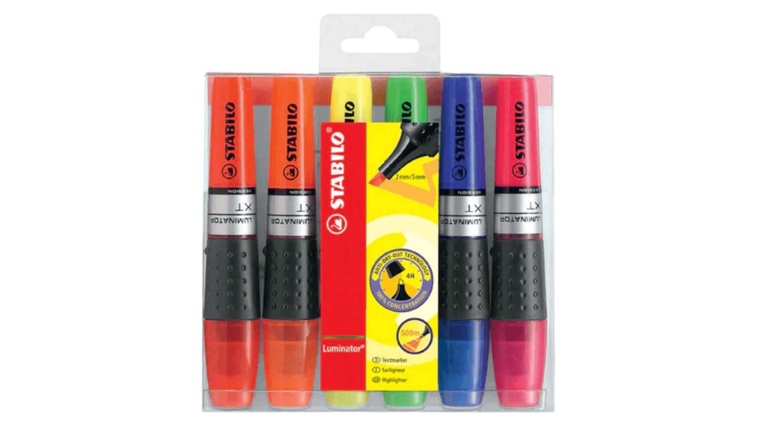 Stabilo Wallet 6 Assorted Colour Luminator XT Liquid Ink Highlighter ...