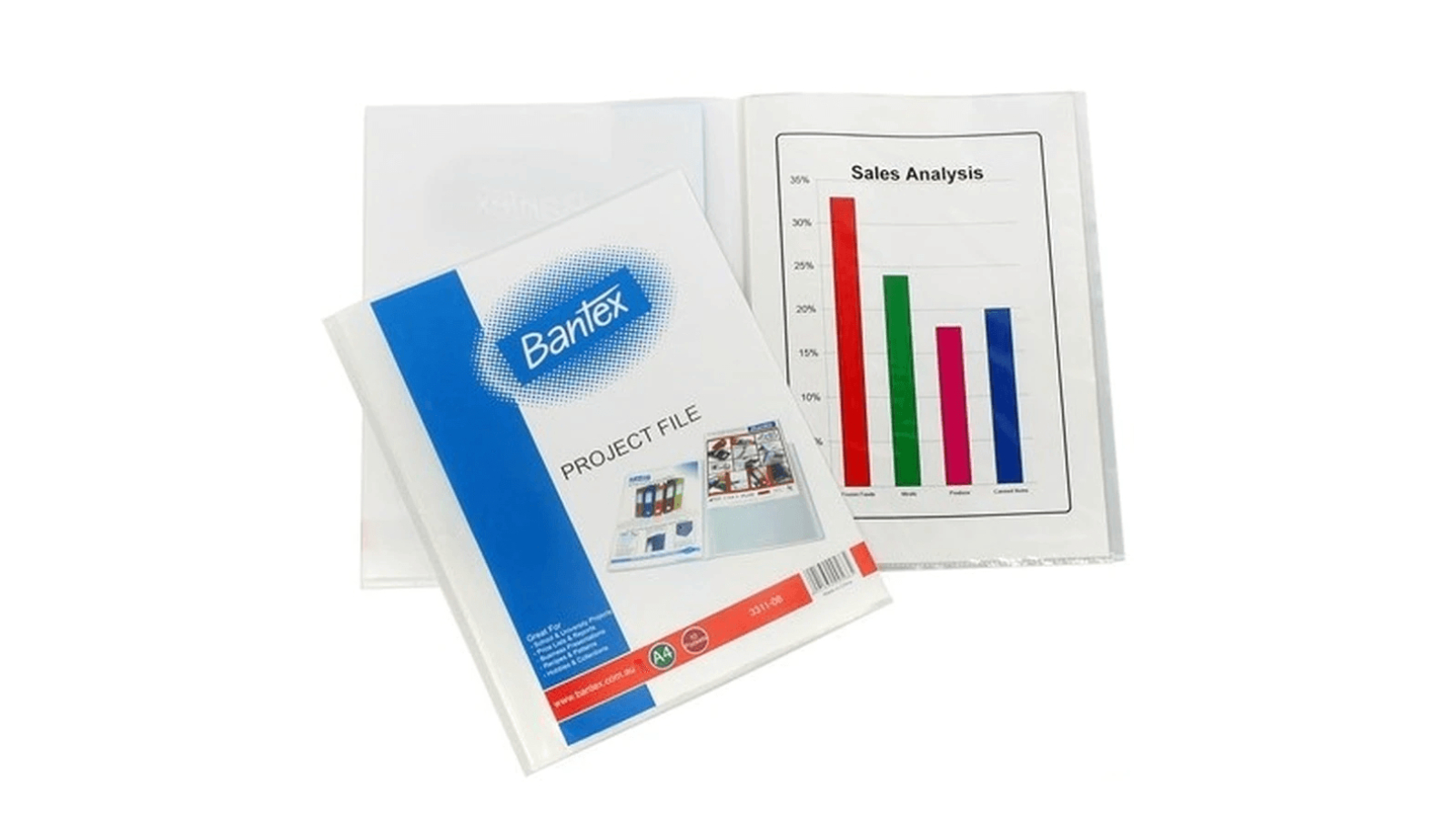 Bantex Clear/White 20 Pocket A4 Project File Storage | Harvey Norman