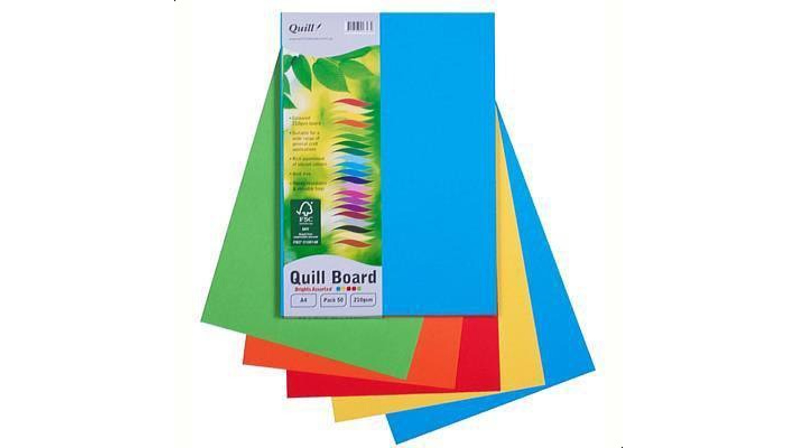 Quill Pack of 50 Assorted Brights A4 210gsm XL Multiboard | Harvey Norman