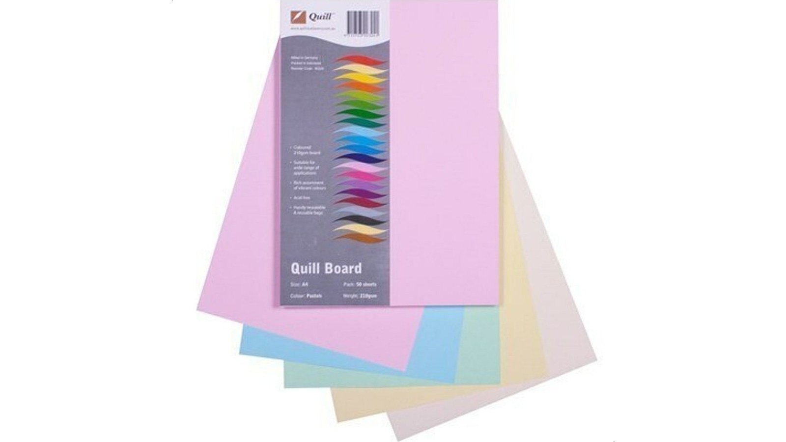 Quill Pack of 50 Assorted Pastel A4 210gsm XL Multiboard | Harvey Norman