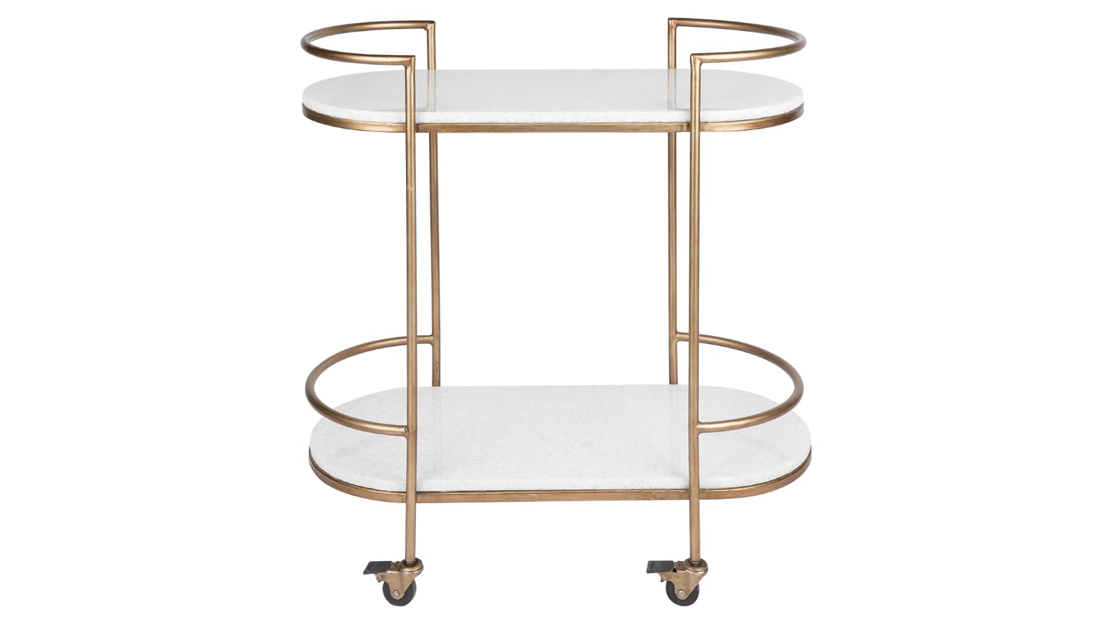 Cafe Lighting & Living Southside White Stone Bar Cart-Antique Gold ...
