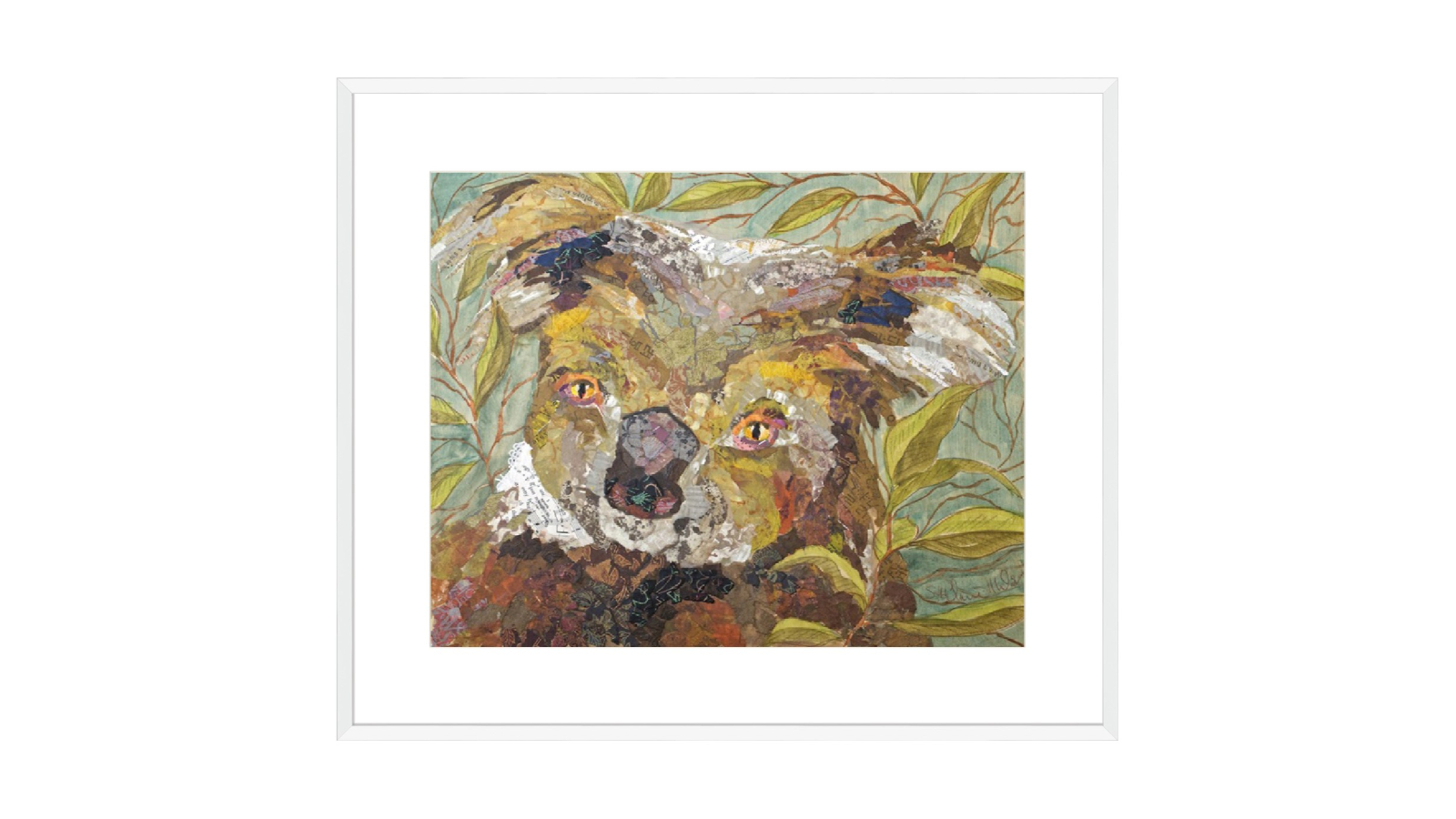 La Grolla Koala Collage II White Frame Wall Art - 64 x 54cm | Harvey Norman