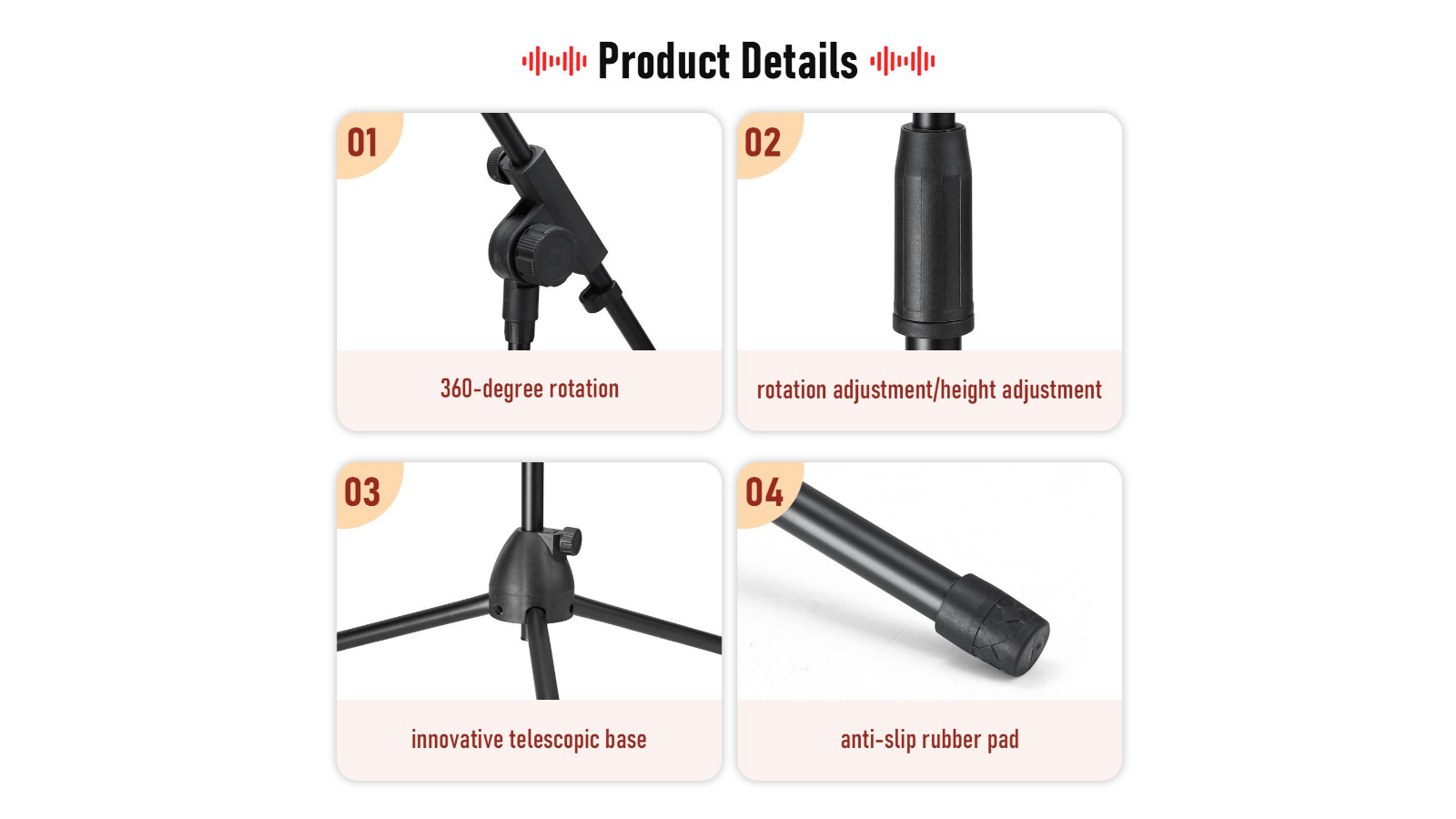 Foldable Lightweight Telescopic Microphone Arm Holder Mount Stand with ...