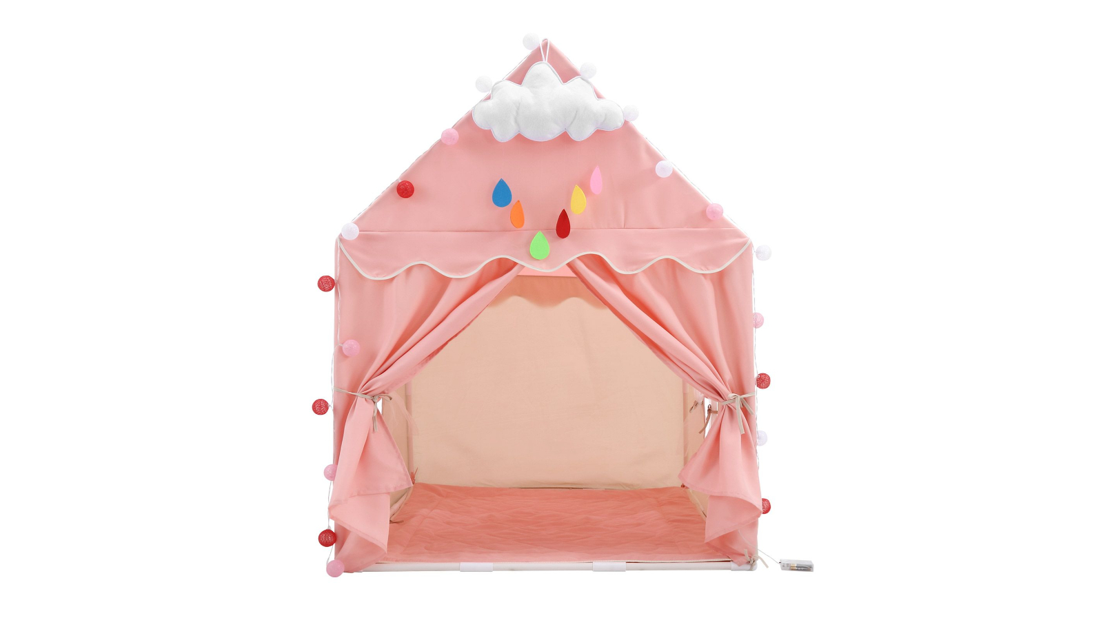 Kids Play Tent Princess Castle with Mat String Lights Door and Window ...
