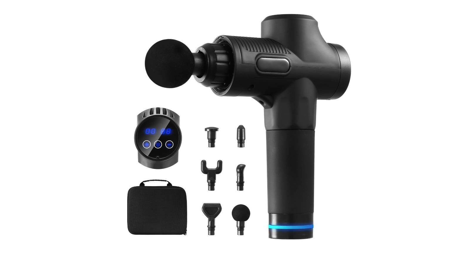Electric Body Handheld Vibration LED Massager with 6 Heads 30 Speed ...