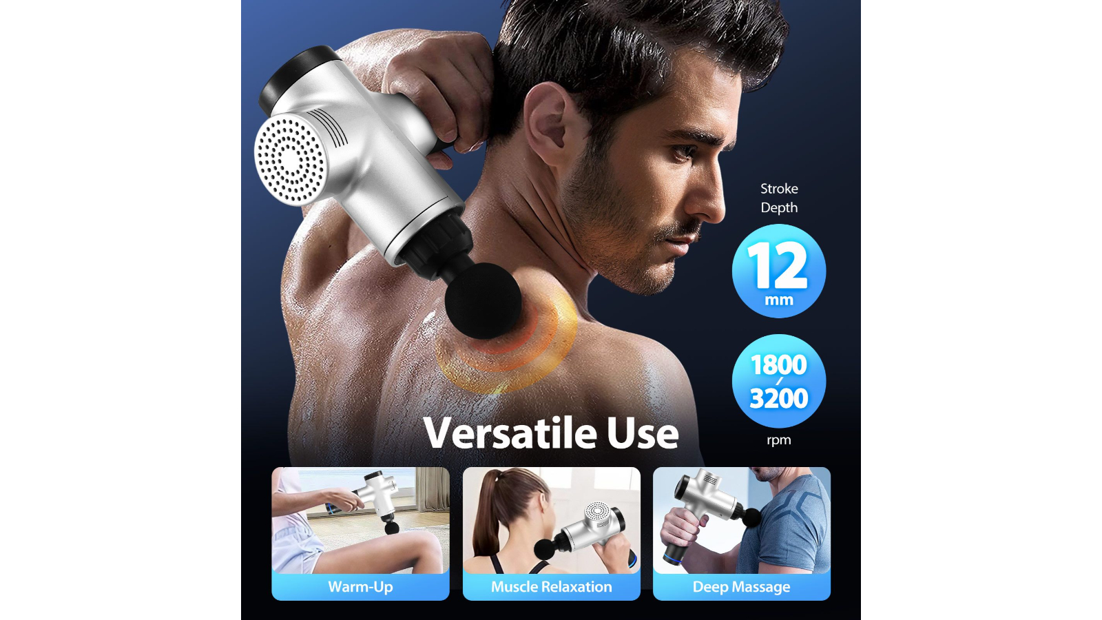 Electric Body Handheld Vibration LED Massager for Shoulder/Neck/Back ...