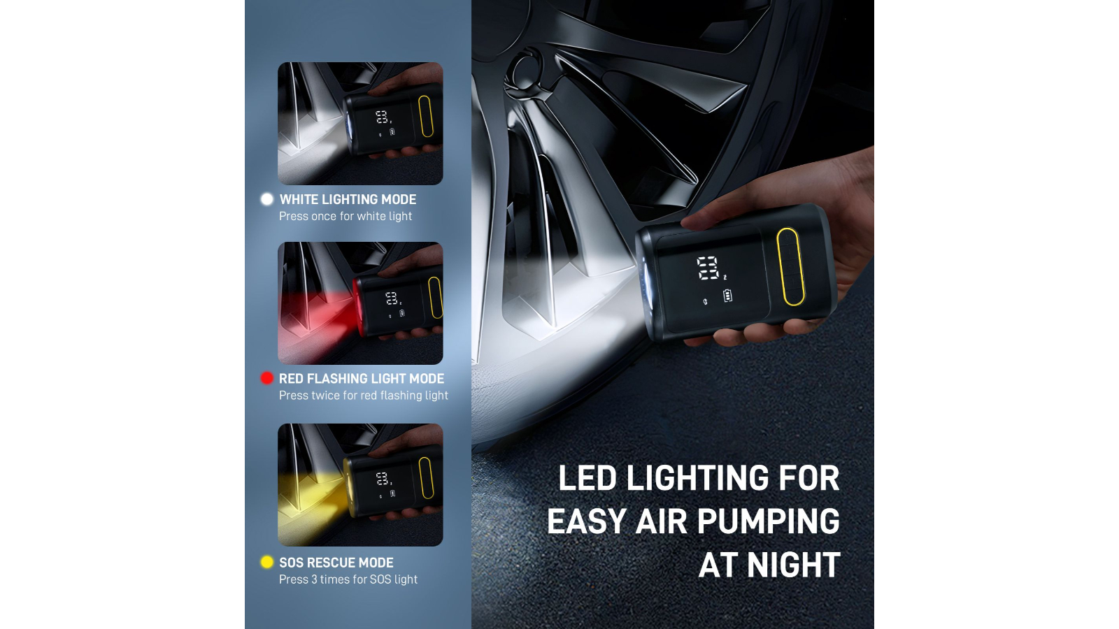 Car Portable Tyre Inflator Cordless Power Bank Air Compressor Pump with ...