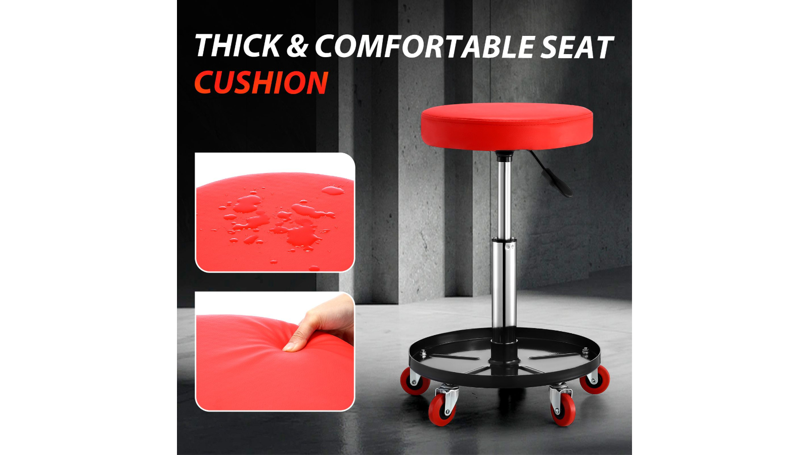 Mechanic Tool Tray Height Adjustable Pneumatic Roller Swivel Work Stool ...