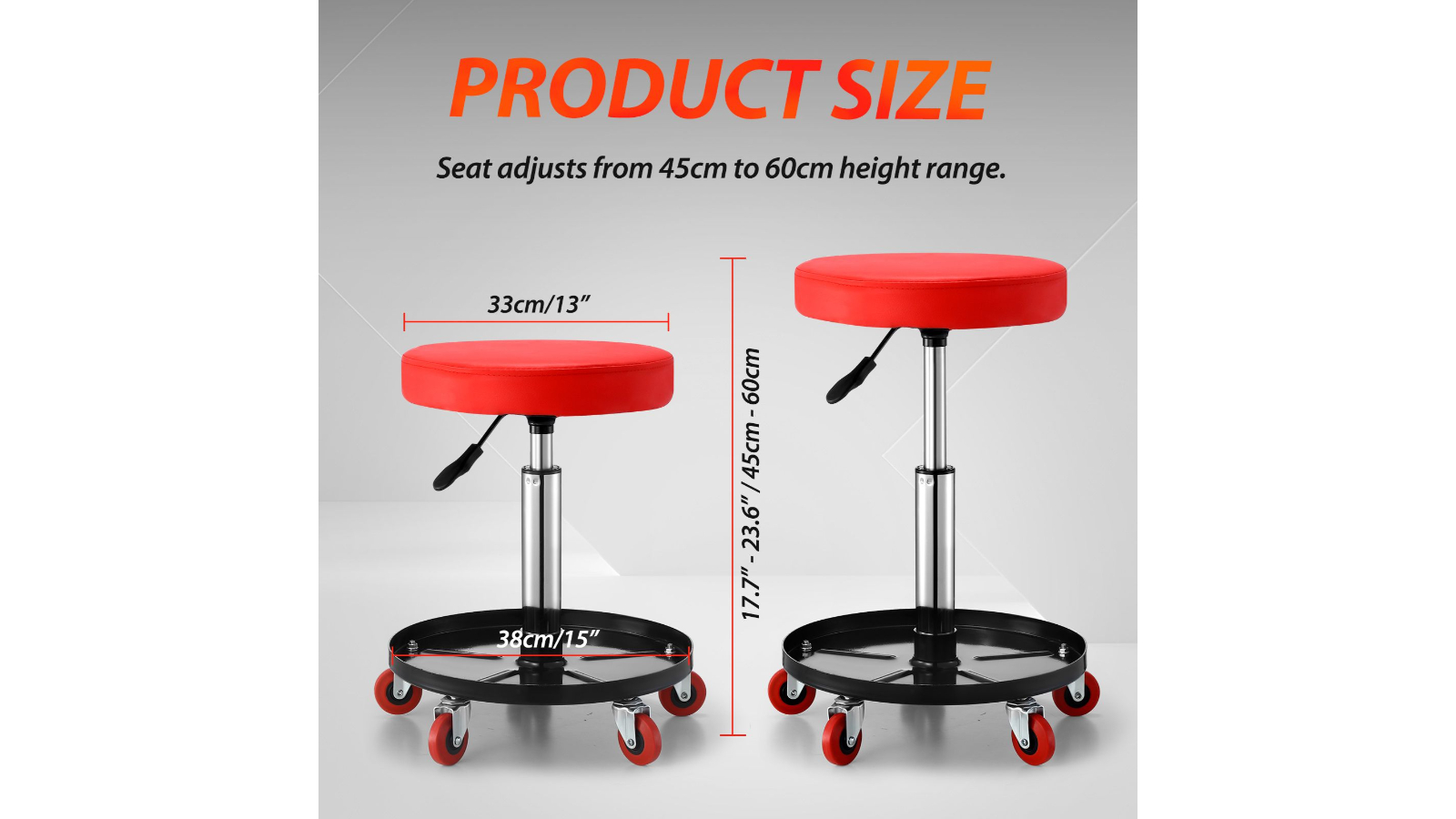 Mechanic Tool Tray Height Adjustable Pneumatic Roller Swivel Work Stool ...