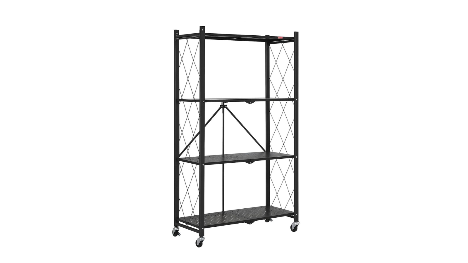 Carla Home 4-Tier Foldable Storage Shelf with Wheel for Kitchen - Black ...