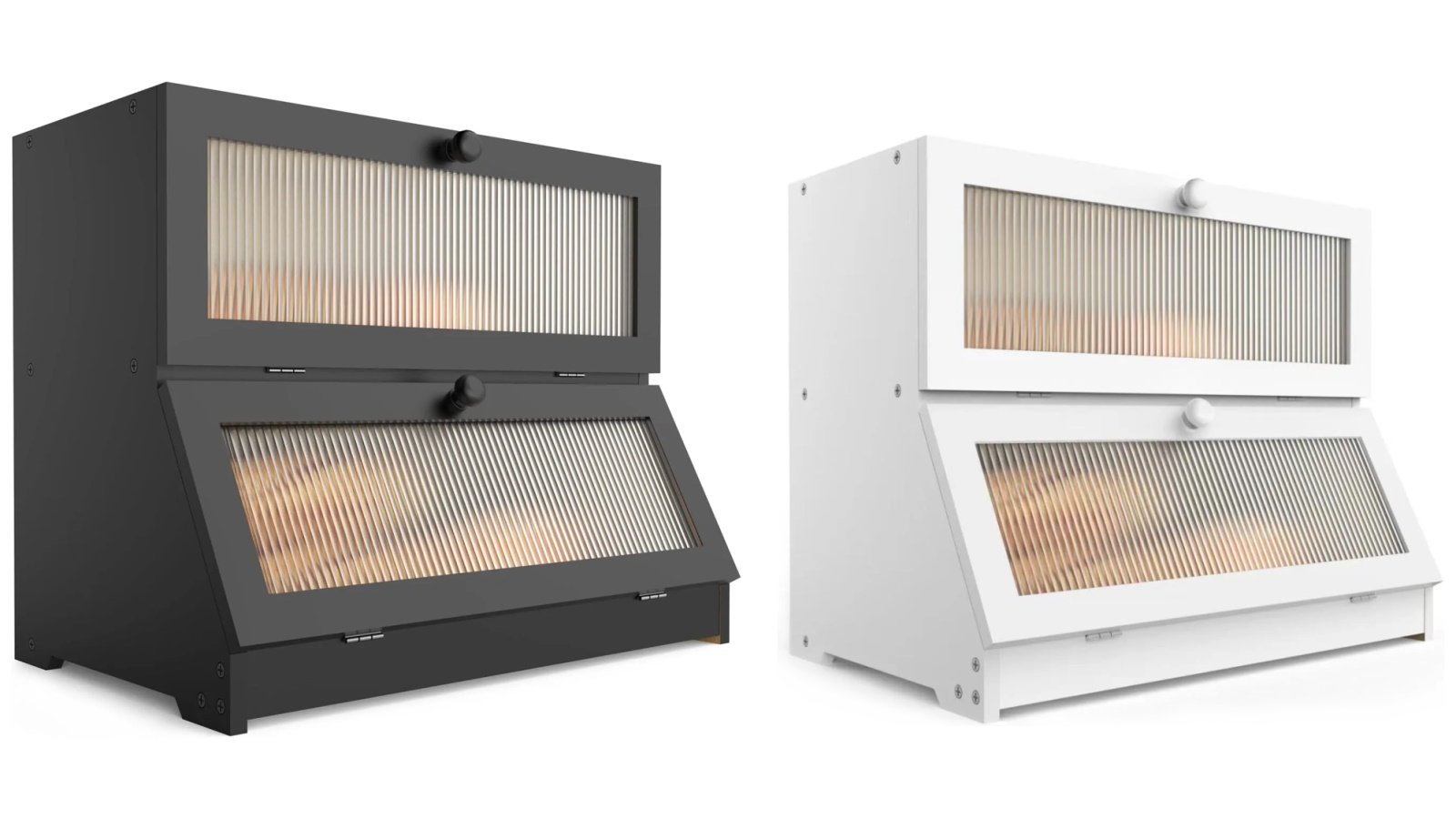 Carla Home Large Capacity Double Layer Bamboo Bread Box with Clear ...