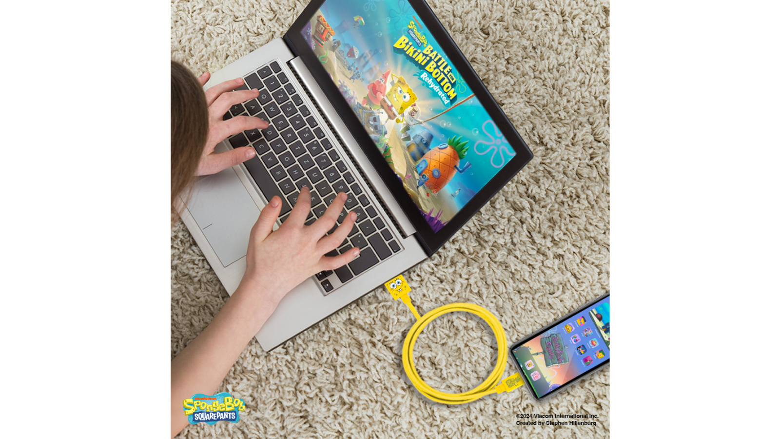 Laser SpongeBob SquarePants USB-C to USB-A Cable | Harvey Norman