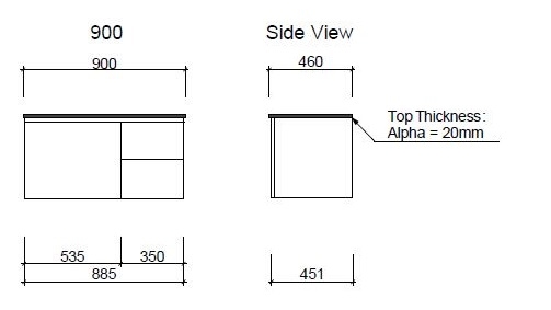 Timberline Austin 900mm Wall-Hung Vanity with Centre Bowl Alpha Ceramic ...