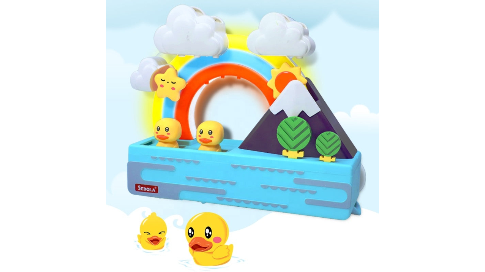 Megajoy Water Spray Bath Toy Set DIY Assemble Rainbow Duck Track Music ...