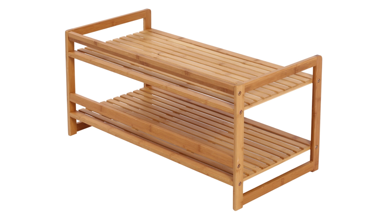 Sherwood 2-Tier Natural Bamboo Shoe Rack with Curved Sides | Harvey Norman