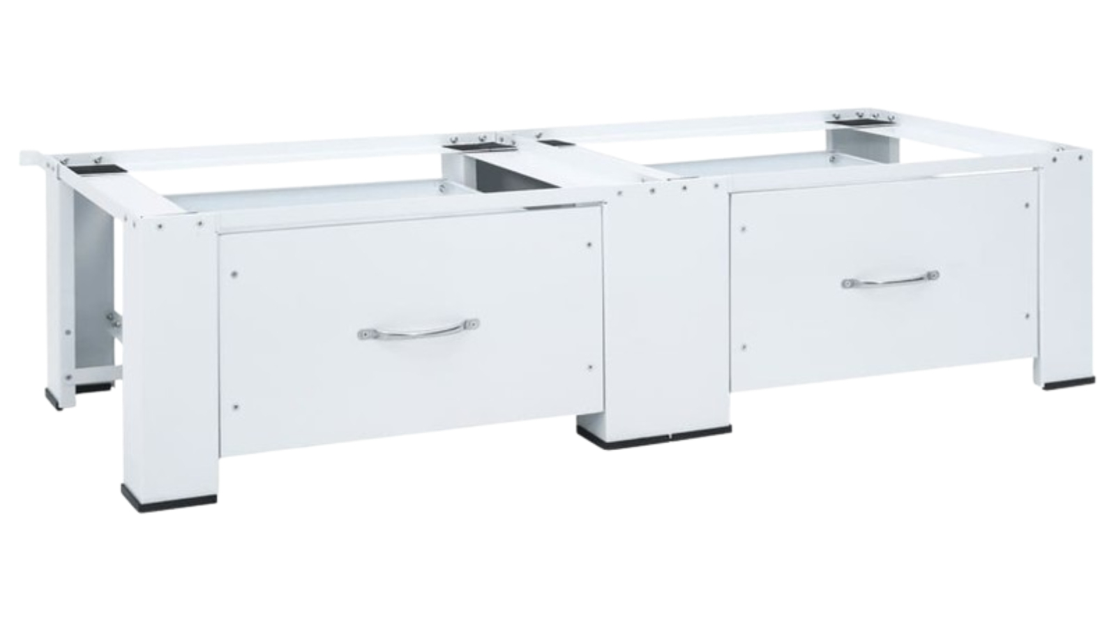 vidaXL White Double Washing Machine Pedestal with Drawer | Harvey Norman