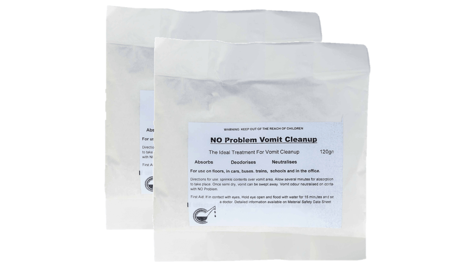 Trafalgar Vomit Clean-up 120g Satchel Neutralise Deoderiser - Pack of 2 ...