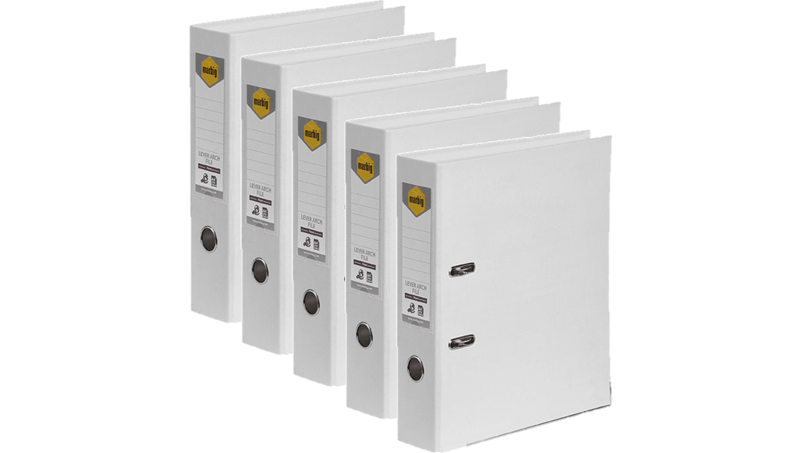 Marbig Pack of 10 Linen Lever Arch A4 File Folder - White | Harvey Norman