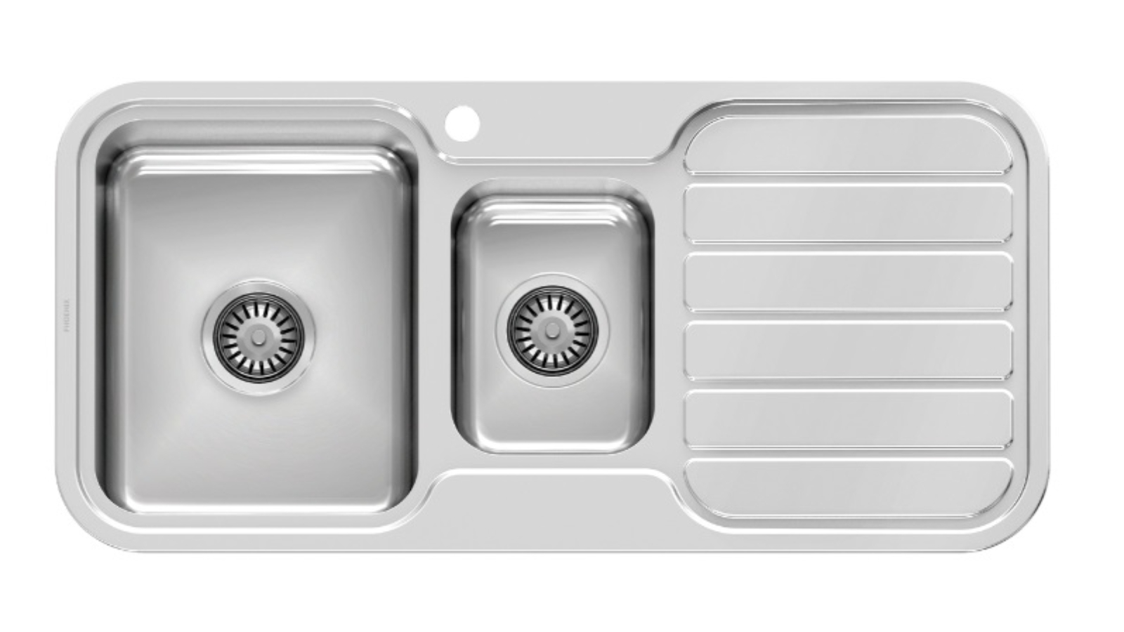 Phoenix 1000 Series 1 and 1/3 Left Hand Bowl Sink with Drainer and ...