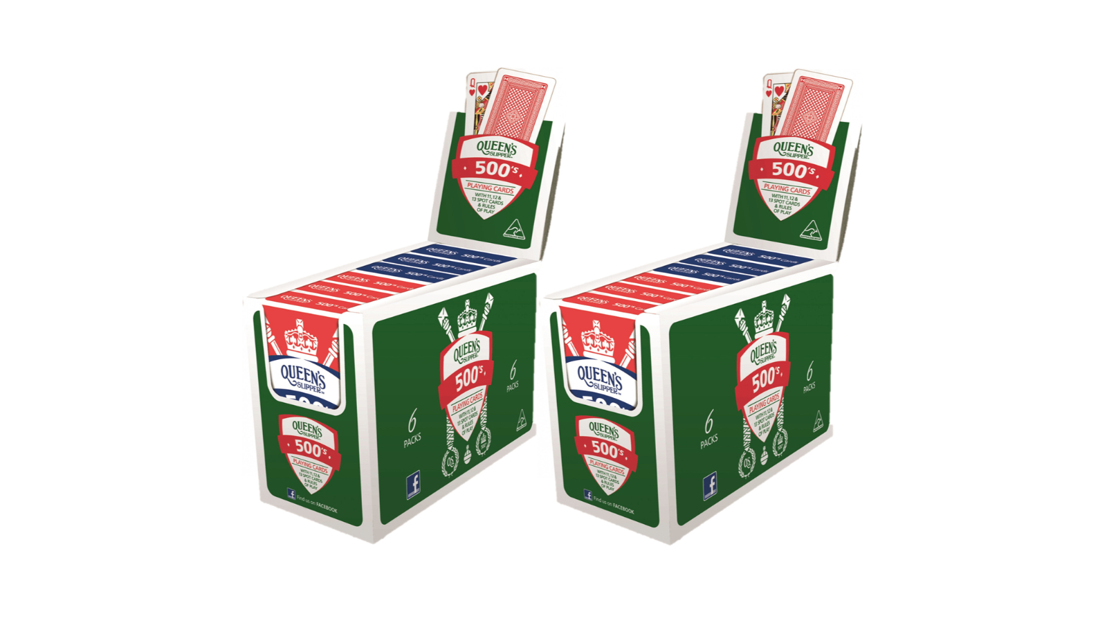 Queens Slipper 12 Deck 500 Playing Card - Blue/Red | Harvey Norman