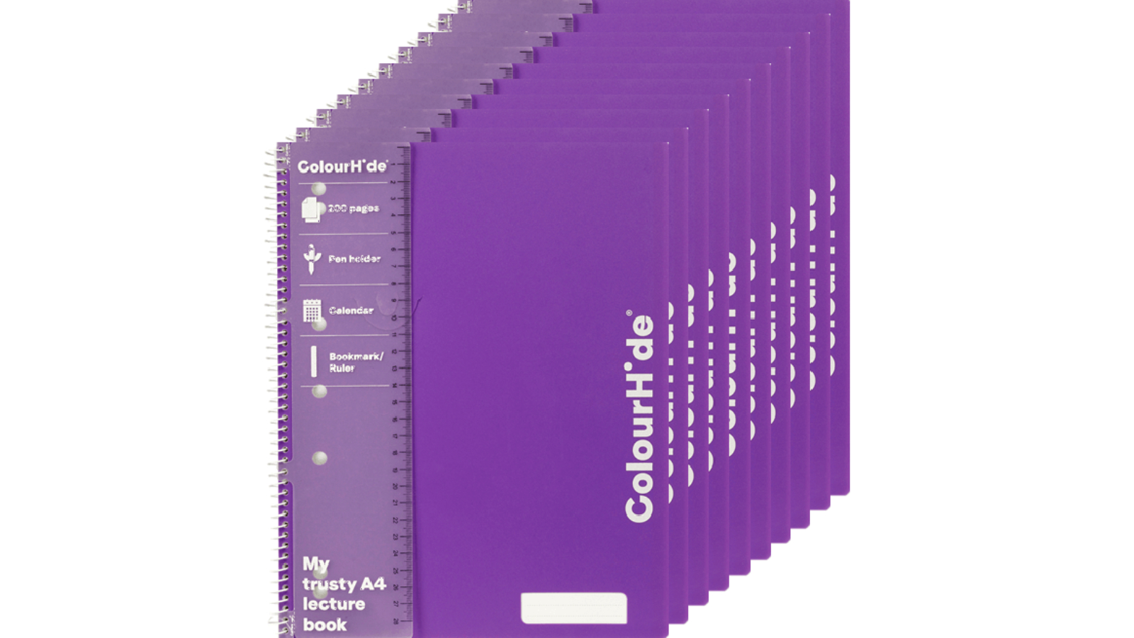 Colourhide Pack of 10 200 Page A4 Lecture Exercise Notebook - Purple ...