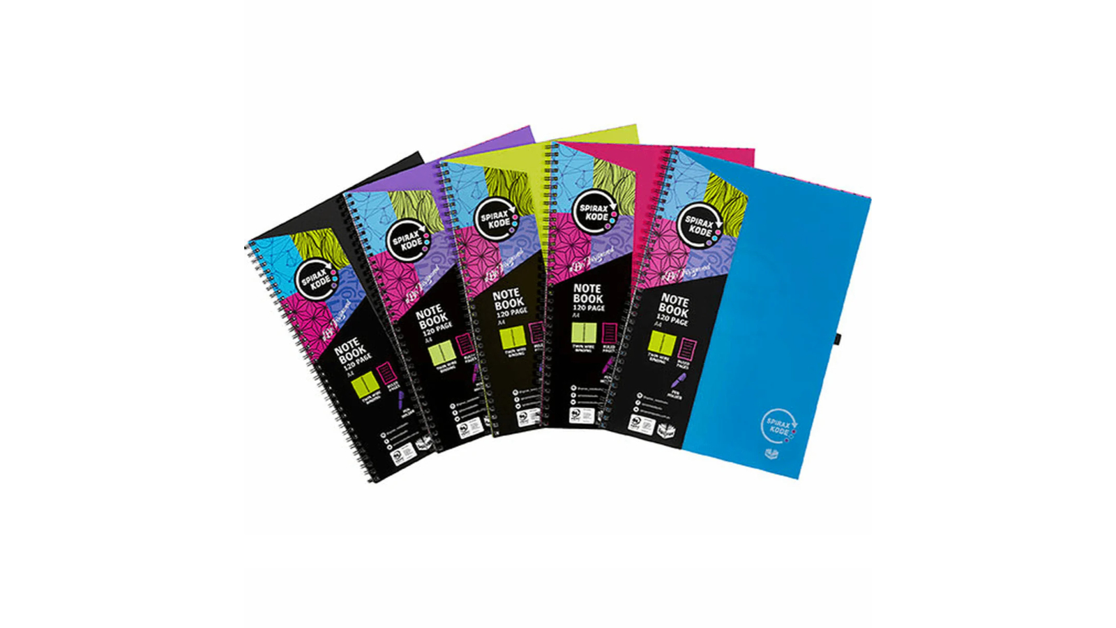 Spirax Pack of 5 Assorted A4 512 Kode Hard Cover Notebook | Harvey Norman