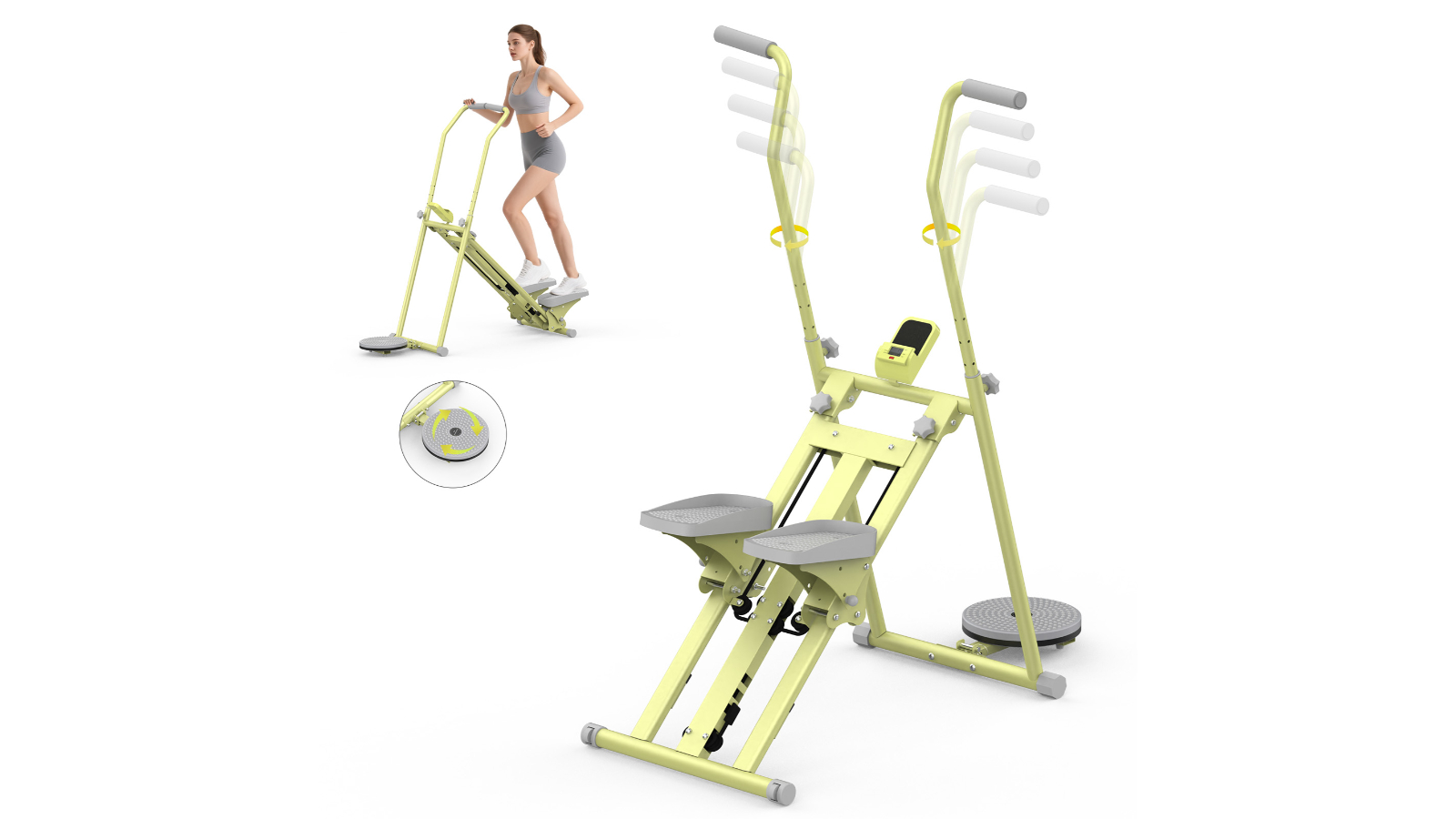 Advwin Vertical Climber Exercise Machine - Yellow/Grey | Harvey Norman