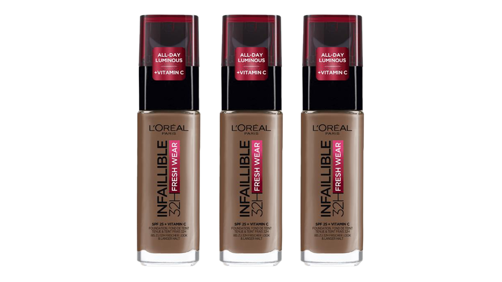 LOreal Pack of 3 365 30ml Infallible 32hr Fresh Wear Foundation - Deep ...