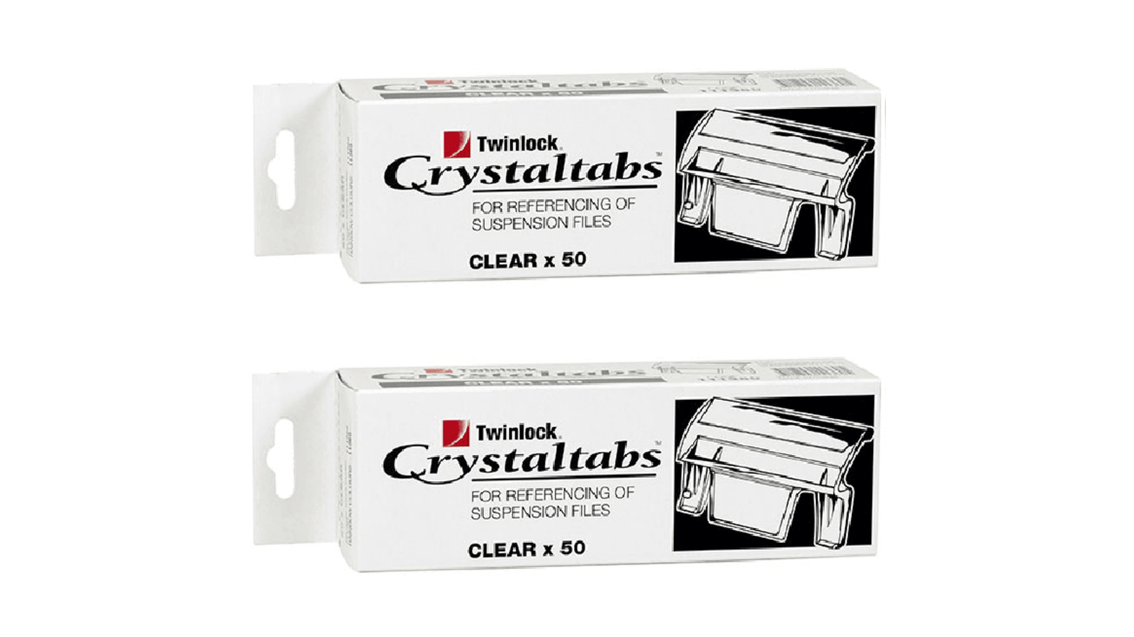Crystalfile 2 Piece Clear Rectangle Tab - Box of 50 | Harvey Norman