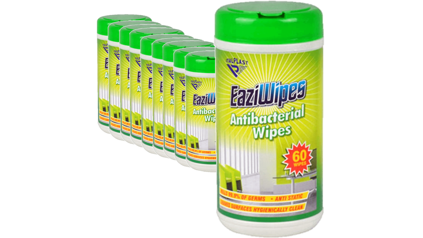Italplast Eaziwipe Surface Antibacterial Wipes - 10 Tubs | Harvey Norman