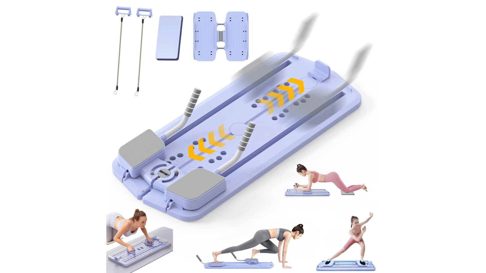 Advwin 8-in-1 Pilates Reformer Machine with Sliding Board - Purple ...