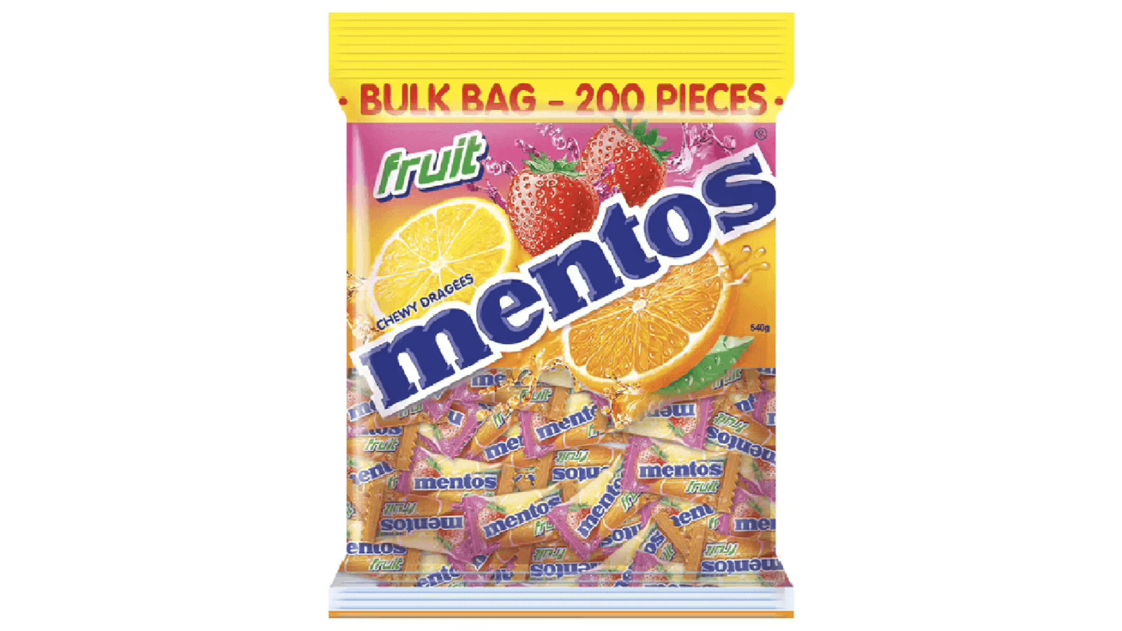 Mentos 540g Individually Wrapped Fruits Mint - Pack of 200 | Harvey Norman