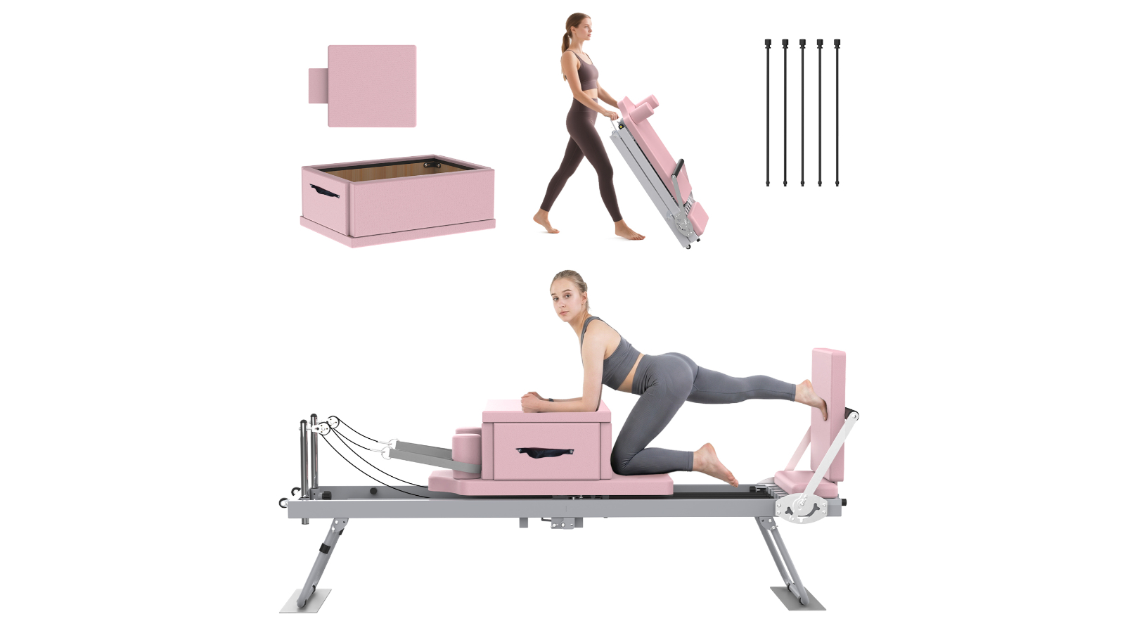 Advwin Foldable Pilates Exercise Machine with Jump Board and Reformer ...