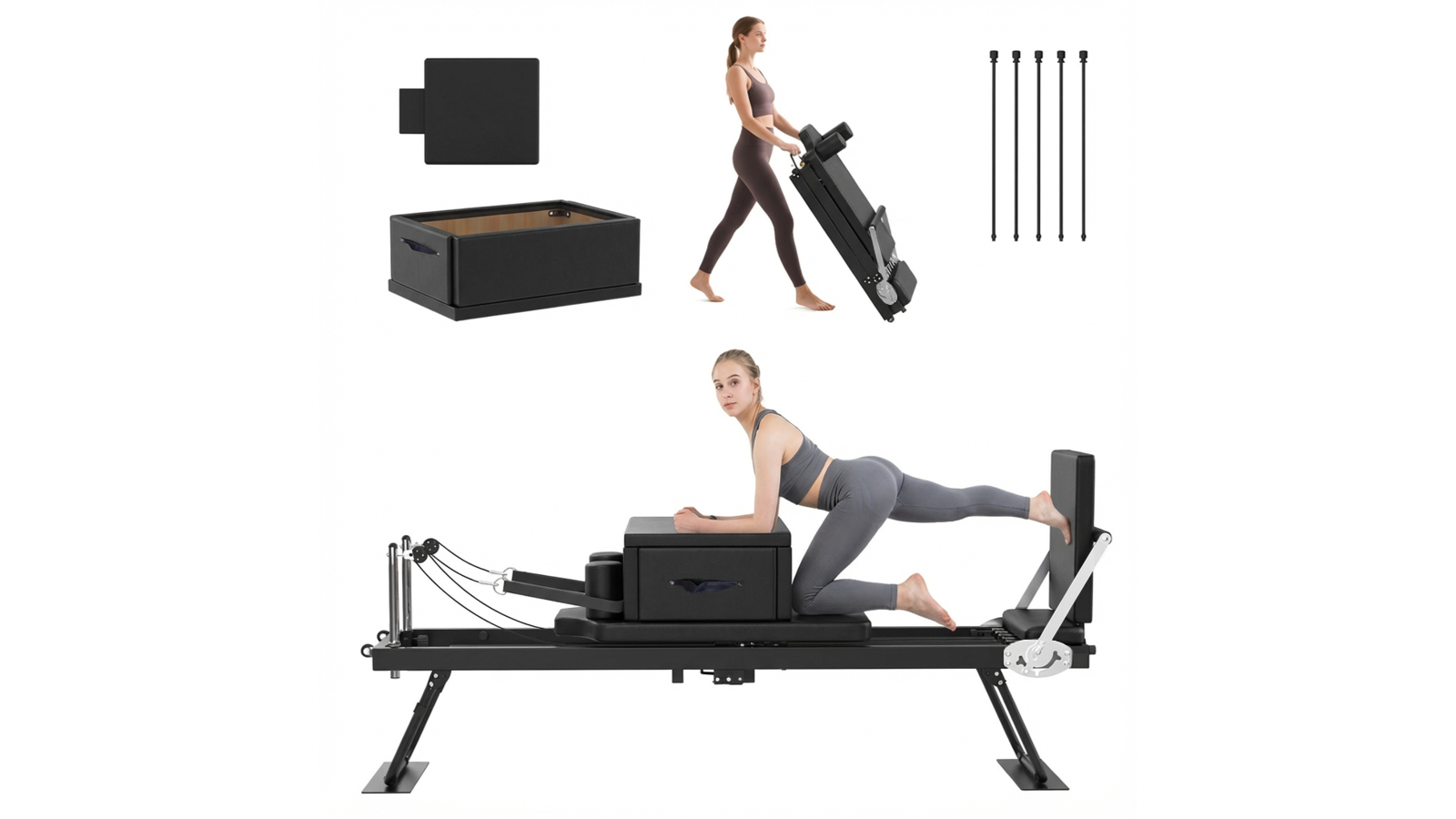 Advwin Foldable Pilates Exercise Machine with Jump Board and Reformer ...